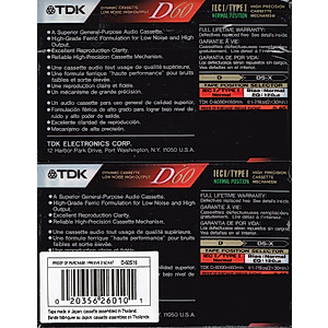 TDK D60 ICE I/Type I Normal Position High Output Audio Cassette Tape