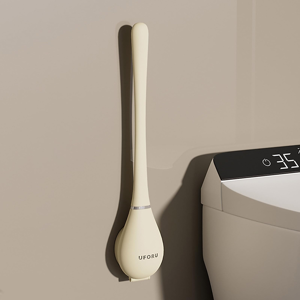 Wall Mountable Toilet Brush Long Handled Bathroom Cleaner With Flexible Silicone Brush Head Bathroom Toilet Brush Set Orange Toilet Brush Blue Toilet Brush White Toilet Brush Adhesive Hook For Toilet