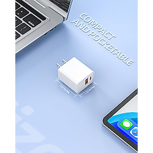 20W USB-C Fast Charger Fit for iPad 10th Generation Gen 2022 10.9" Tablet A2696 A2757 A2777 with 2 Charging Ports and C-C AC Power Supply Adapter Cord Cable