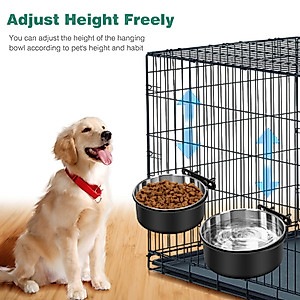 Dog Crate Water Bowl No Spill, 2 Pack Dog Crate Bowls Hanging, Kennel Water Food Bowls Mountable, Pet Cage Accessories Feeder Dish, Large Stainless Steel Coop Cup for Cat Puppy Bunny Guinea Pig Ferret