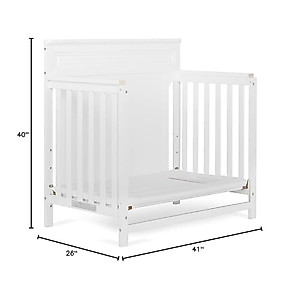 Dream On Me Harbor Full Panel 4-in-1 Convertible Mini Crib in White, Water-Based Paint Finish, JPMA Certified, 3-Position Mattress Height Setting, Made of Solid Pinewood