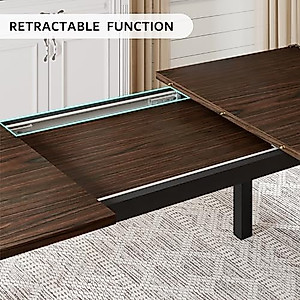 iPormis 3 Pcs 63" Dining Table for 4-6, Extendable Dining Room Table with 2 Benches, Mid Century-Modern Kitchen Table Set for Small Space, Easy Clean, Espresso