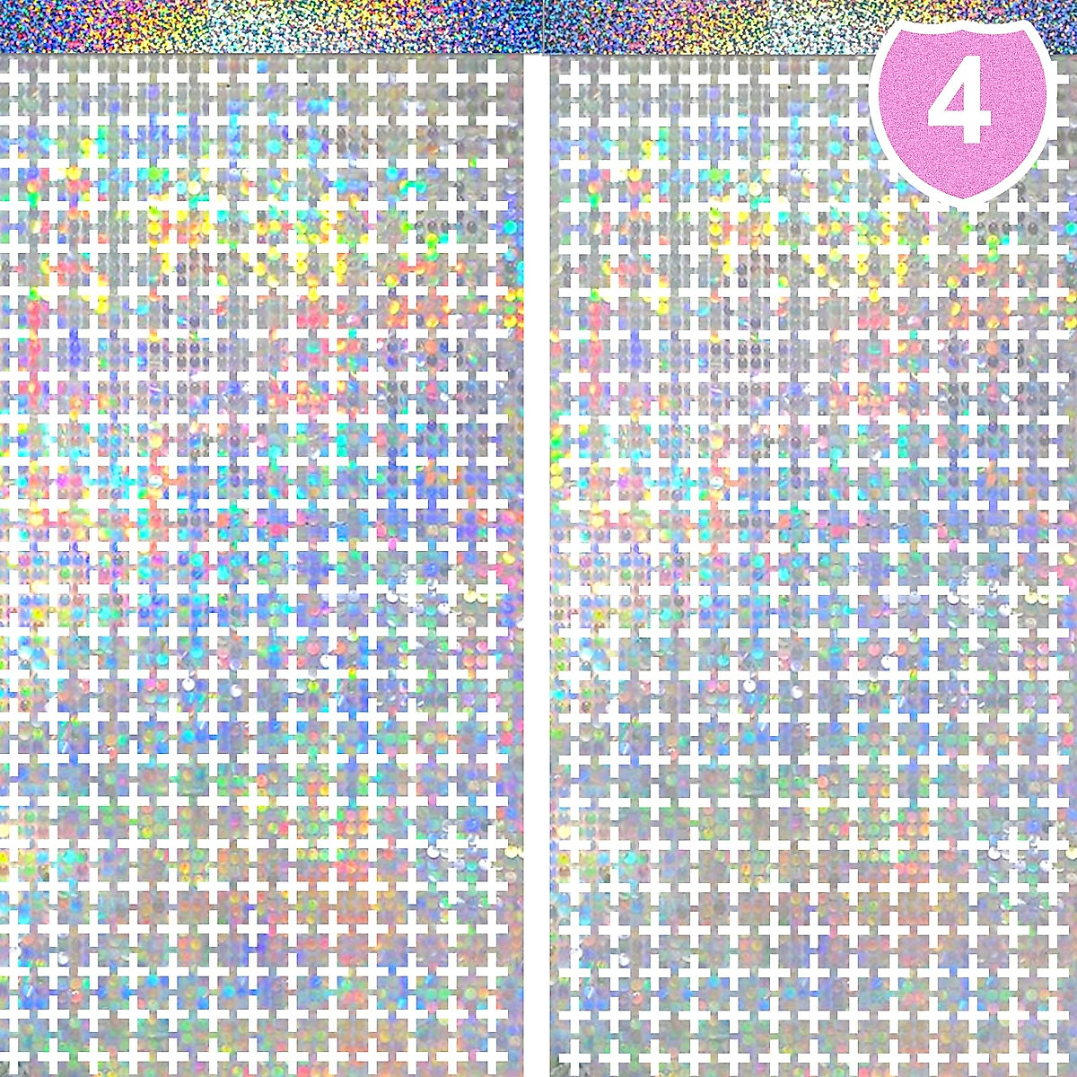 4 Packs Disco Foil Curtain, Silver Metallic Backdrop for Birthday, Bachelorette Party, 70s 80s 90s Theme Disco Party Decorations Supplies