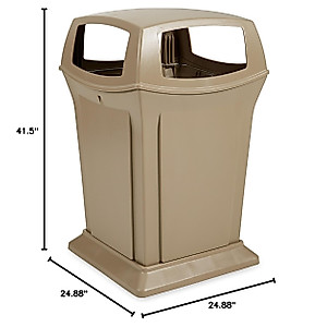 Rubbermaid Commercial Ranger Trash Can, 45 Gallon, Beige, FG917388BEIG