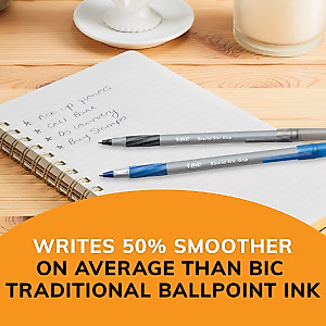 BIC Round Stic Grip Xtra Comfort Blue Ballpoint Pens, Medium Point (1.2mm), 36-Count Pack, Excellent Writing Pens With Soft Grip for Superb Comfort and Control