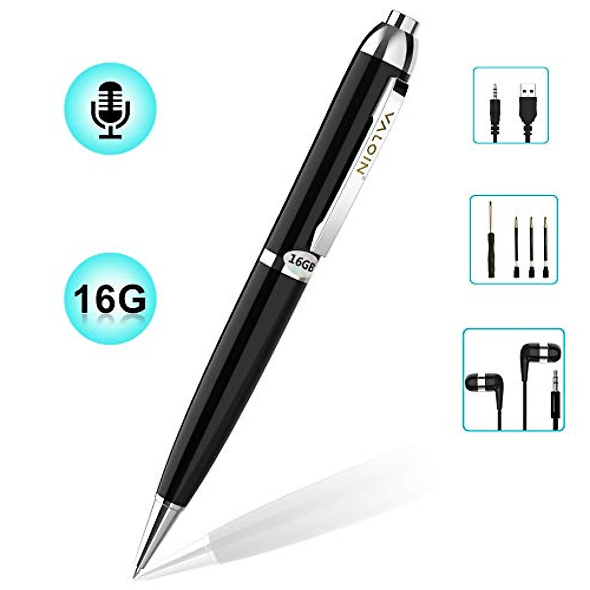 16G Voice Recorder, 2019 Latest Portable Handy Digital Audio Recorder Dictaphone with MP3 Player Metal Shell