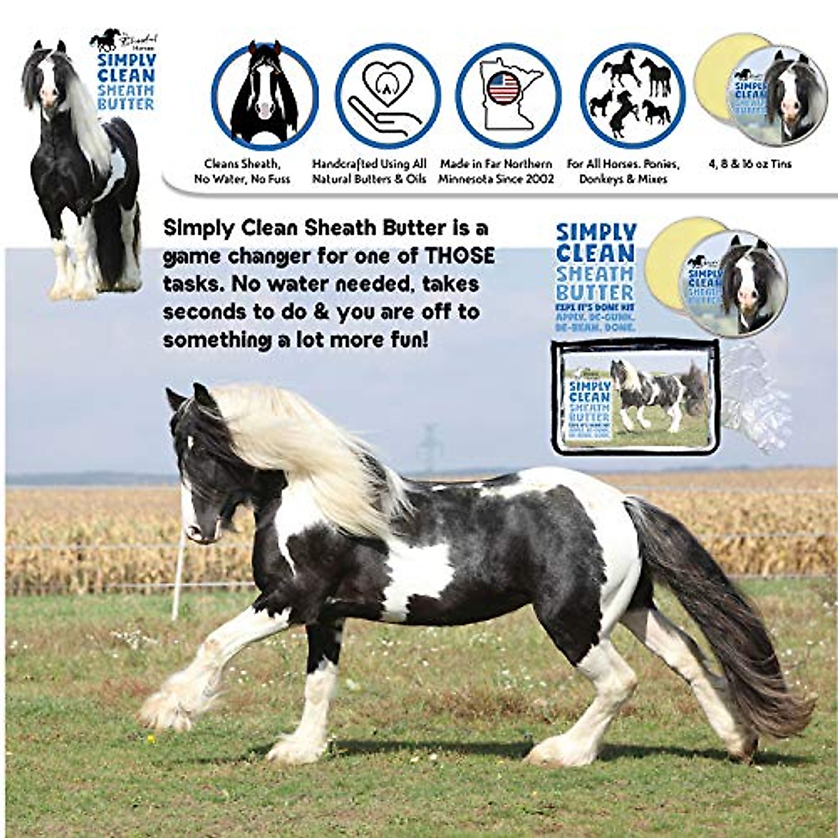 The Blissful Dog Horses Simply Clean Sheath Butter All Natural Cleansing for Your Horse, 4-Ounce