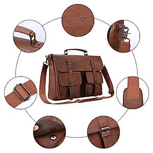 Leather Messenger Bag for Men,15.6 Inch Vintage Laptop Bag Briefcase Satchel