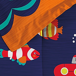 dream FACTORY Kids 5-Piece Complete Set Easy-Wash Super Soft Microfiber Comforter Bedding, Twin, Navy Submarine