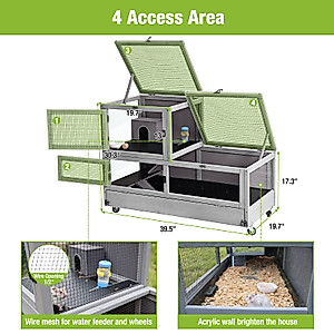 Hamster Cage 2 Story Guinea Pig Cage Large Rat House Indoor Rabbit Cage Outdoor Bunny Hutch with Leakproof PVC Floor and Anti-Chewing Edge