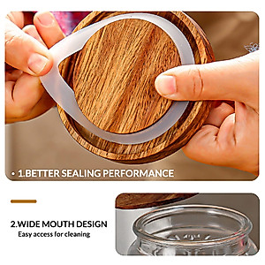 LODIKE 35oz/1000ml Glass Storage Jars with Nature Wood Lids, Airtight Food Storage Containers for Kitchen Organization, Large Capacity for Cookie, Pasta, Sugar, Flour, Cereal - Set of 2 （sunflower）