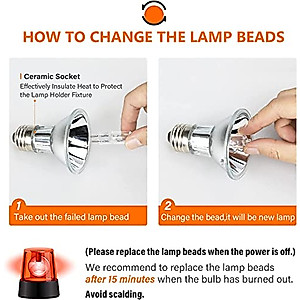 Simple Deluxe 4-Pack Reptile UV Bulb 50W, UVA & UVB Full Spectrum Sun Lamp with 4 Replacement Mini Bulbs, for Lizard/Reptiles/Snacks/Tortoise, Amphibian Pets