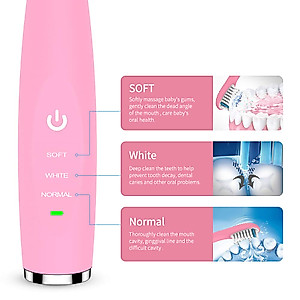 KIVOS 4 Replacement Heads and 1 Case, Children Electric Toothbrush Ultrasonic Kids Sonic Powered Brush, 30 Days, IPX6 Waterproof,Travel Container (Pink)