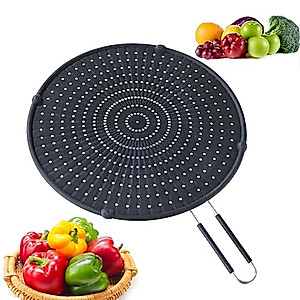 Splatter Screen for Frying Pan, Kaloo Grease Splatter Guard, Heat-Resistant Splatter Guards for Frying, Silicone Splatter Guard for Everyday Cooking, Dishwasher Safe (13inch,Black)