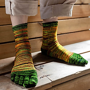 CaiDieNu Mens Toe Socks Cotton Athletic Running Five Finger Crew Socks