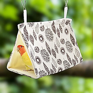 2PCS Hanging Winter Warm Bird Bed, Bird Nest House, Bird Hanging Hammock House, Plush Snuggle Bird Hammock, Hideaway Cave Bed Tent for Hamster Budgies Parakeet Cockatiel Lovebird Parrot (Leaf)