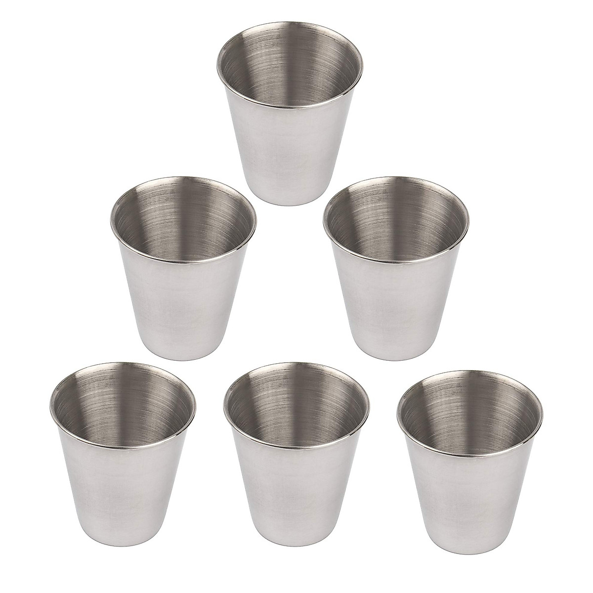Azure Zone, 6 Pack Stainless Steel Shot Cups Metal Espresso Glass Barware Drinking Tumbler Vessel for Cocktail Beer Whiskey Water Bar Home Restaurant Tequila Liquor Party Silver 2 Ounce