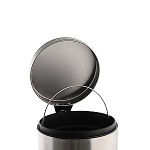 Axentia Cosmetic Bin Stainless Steel Matte Brushed & Rustproof Pedal Bin 3 L Cosmetic Rubbish Bin with Lid Rubbish Bin with Pedal Bin for Bathroom & Toilet, Silver/Black, 17 x 17 x 25 cm
