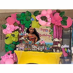 Moana Maui Birthday Party Decarotion Supplies 104pc Hawaii Balloons Arch Garland Kit 5x3ft Moana Backdrop for Girl Baby Shower Party