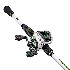 Lew's Mach 1 SLP Baitcast Reel and Fishing Rod Combo, 7-Foot 2-Inch 1-Piece Graphite Rod Blank with Split Grip EVA Handle, One-Piece Graphite Frame, Right-Hand Retrieve, Silver/Green