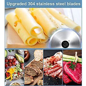 Meat Slicer, Electric Deli Meat Slicer for Home Facelle, 0-18mm Adjustable Thickness Electric Food Slicer Machine with Removable Stainless Steel Blades, Foldable and easy to store