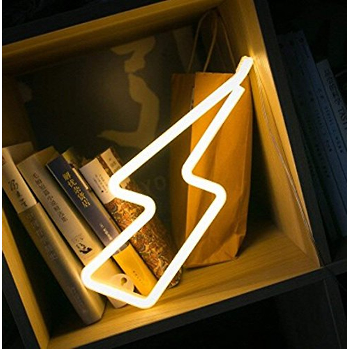 QiaoFei Neon Light,LED Lightning Sign Shaped Decor Light,Wall Decor for Christmas,Birthday Party,Kids Room, Living Room, Wedding Party Decor (Warm White)