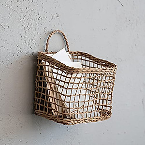 Creative Co-Op Woven Rattan Hanging, Natural Wall Basket