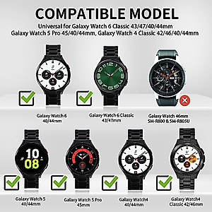 Samsung Galaxy Watch 6 Band Classic 43mm 47mm 40mm 44mm, Samsung Galaxy Watch 5 Band Pro 45mm 40mm 44mm, Samsung Galaxy Watch 4 Band Classic 40mm 44mm 42mm 46mm, No Gap Band Men Solid Stainless Steel (43/47/45/40/44/42/46mm, Black)