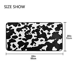 Cow Print Animal Skin Area Rug Non-Slip Washable Soft Floor Mat Carpet for Kitchen Bedroom Living Room Bathroom Home Decor,39x20 Inch