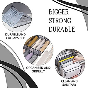 Jean Organizer for Closet - 2 Pack Wardrobe Clothes Organizer 7 Grids, Closet Organizers and Storage for Clothes, Clothes Organizer for Folded Clothes, Jeans, Sweater, Dresses, T-shirts (Grey)