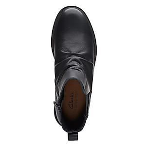 Clarks Women's Hearth Rose Mid Calf Boot, Black Leather, 10 Wide