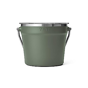 YETI Rambler Beverage Bucket, Double-Wall Vacuum Insulated Ice Bucket with Lid, Camp Green