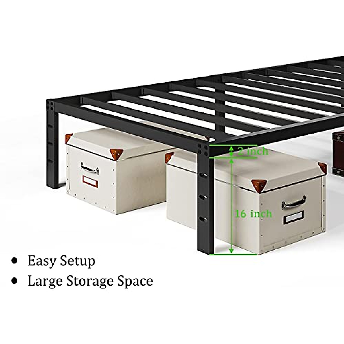 Tooyyer Metal Twin Size Bed Frame 18inch High 3000 lbs Heavy Duty Steel Slat Mattress Support Easy to Assembly No Box Spring Needed Non-Slip Support Noise Free Bed Twin