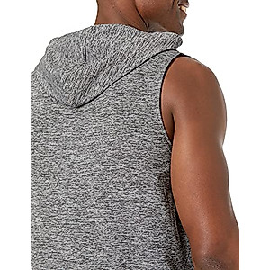 Amazon Essentials Men's Tech Stretch Sleeveless Hoodie, Black Space Dye, Large