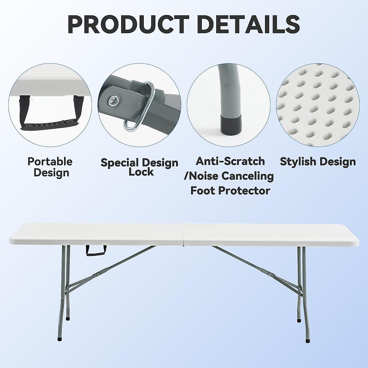 Nazhura 4 Foot Foldable/Folding Table Heavy Duty, Durable and Portable for Dining Picnic and Party