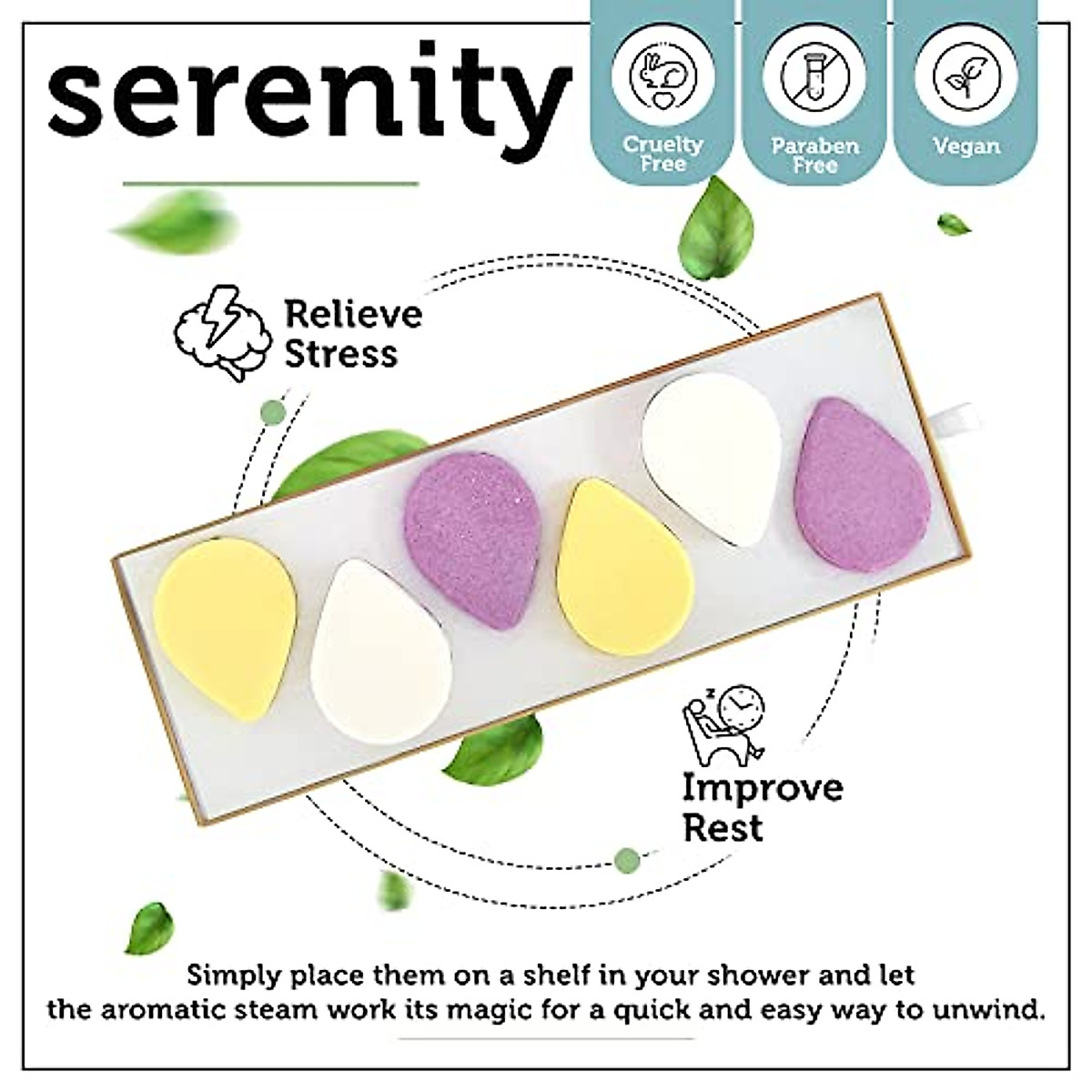 Bundle of 6 Relaxing Scented Shower Steamers with Holder - Aromatherapy Bombs - Birthday Gift Set - Selfcare for Women, Mom, Girlfriend, Best Friend Who Has Everything