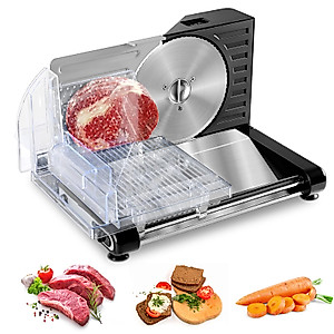 OSTBA APPLIANCE OSTBA Foldable Meat Slicer, Electric Deli Food Slicer with Food Tray, 0-18mm Adjustable Thickness Meat Slicer, Portable Collapsible Food Slicer with Stainless Steel Blades, Black