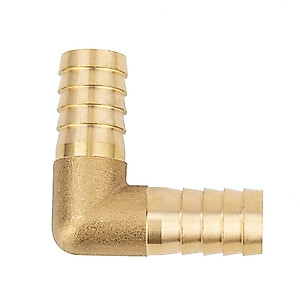Yoebor Brass Hose Barb Fitting 90 Degree Elbow, 5/8" Barbed x 5/8" Barbed, Fuel/Air/Water/Boat/Gas/Oil WOG (Pack of 2)
