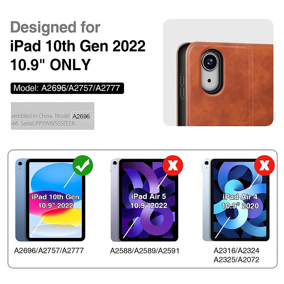 Antbox Case for iPad 10th Generation 10.9'' 2022 with Built-in Pencil Holder Auto Sleep/Wake Function PU Leather Smart Cover for iPad 10th Generation(10.9'') (Brown)