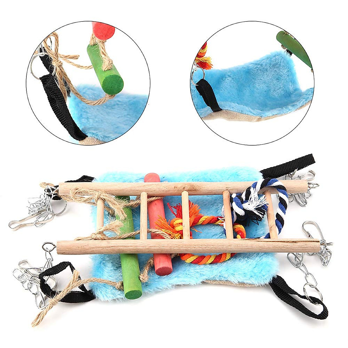 Pet Climbing Rope Net, Bird Climbing Rope Ladder Small Animal Ferret Parrot Rat Bird Swing Rope Hanging Net Cage Pets Swing Bed Toy for Birds Rats Hamster