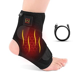 MAVIS LAVEN Heating Ankle Brace, Heat Foot Drop Orthotic Brace with Adjustable 3 Level Controller for Injury Joint Recovery, Ankle Sprain Swelling, Arthritis, Strain, Fit