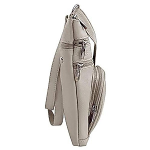 Leather Small Crossover Cross Body Bag Long Over the Shoulder Sling Women's Purses and Handbags Cellphone Purse (Beige Cross Body Bag)