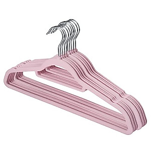 Premium Velvet Hangers Ultra Thin Non Slip Adult Felt Heavy Duty Coat Pants Dress Hangers 360° Swivel Hook, Sleek and Secure 50 Pack Pink Velvet Hanger by compa