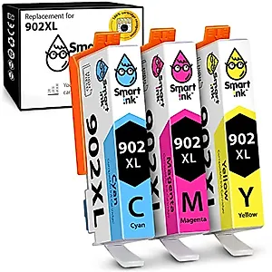 Smart Ink Compatible Ink Cartridge Replacement for HP 902 XL 902XL (C/M/Y Combo Pack) Advanced Chip Technology to use with Officejet Pro 6978 6968 6974 6975 6960 Officejet 6951 6954 6956 6958 Printers