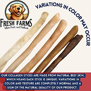 Fresh Farms Braided Collagen Sticks for Dogs 10 Pack - 6 Inches - Long-Lasting Alternative to Bully Sticks, Rawhide-Free Collagen Chews w/Chondroitin & Glucosamine for Joint Support & Dental Health