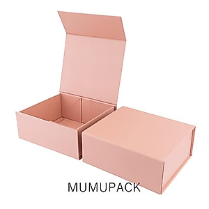 MUMUPACK Gift Box 8x7x3.3 Inches,Pink Gift Box with Lid, Storage Box Ribbon Magnetic Closure for Luxury Packaging Box for Presents,Wedding Christmas Birthdays Gift Packging