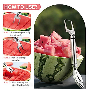 Watermelon Fruit Cutter Slicer Tool 3-IN-1,Stainless Steel Fruit Fork Spoon Knife Tool for Camping Outdoor Party (1PCS)