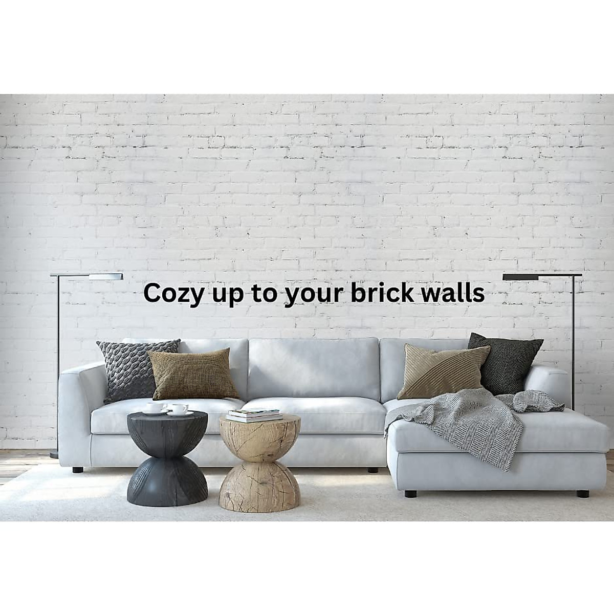 Brick Wallpaper Peel and Stick - White/Gray, 32.8 ft x 1.5 ft - 3D Faux Brick Wallpaper for Textured Wall, Removable Wallpaper for Indoor & Outdoor Use Waterproof- Ideal for Bedroom Accent Wall Décor