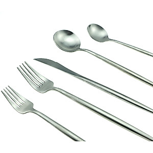 JASHII 18/10 Stainless Steel 20-Piece Matte Silver Flatware Set,Dinner Knife Fork Salad Fork Dessert Spoon, Service for 4, Luxury Silverware Cutlery Utensil Sets