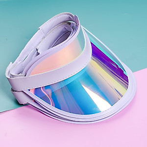 Jmkcoz 6 Pack Sun Visor Hats Cap Clear Sunhat Outdoor Sports Beach Tennis Golf Headwear for Women Men Iridescent Blue